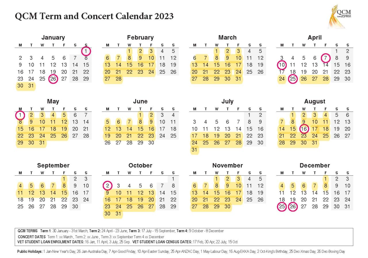 Calendar - Queensland College of Music