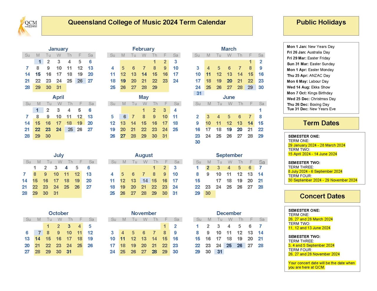 Calendar - Queensland College of Music