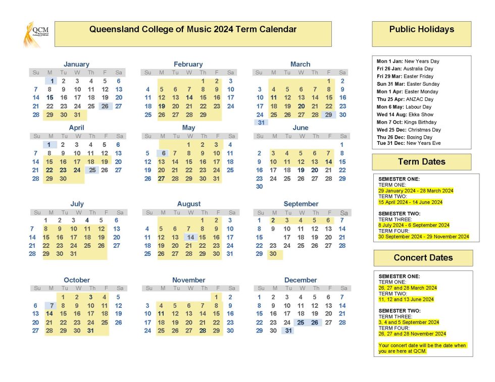 Calendar - Queensland College of Music